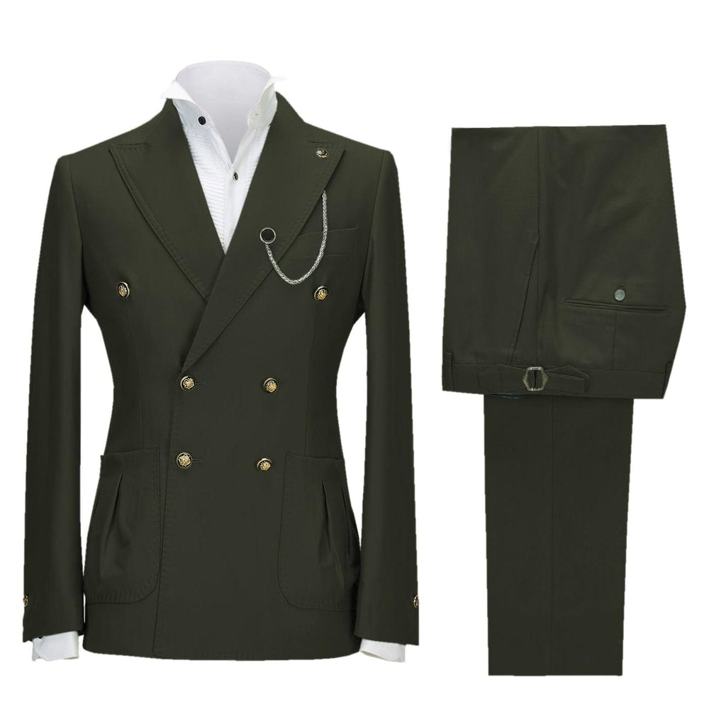 Men's 2 Piece Peak Lapel With Metal Clasp Slim Fit Stylish Tuxedo Suit ...