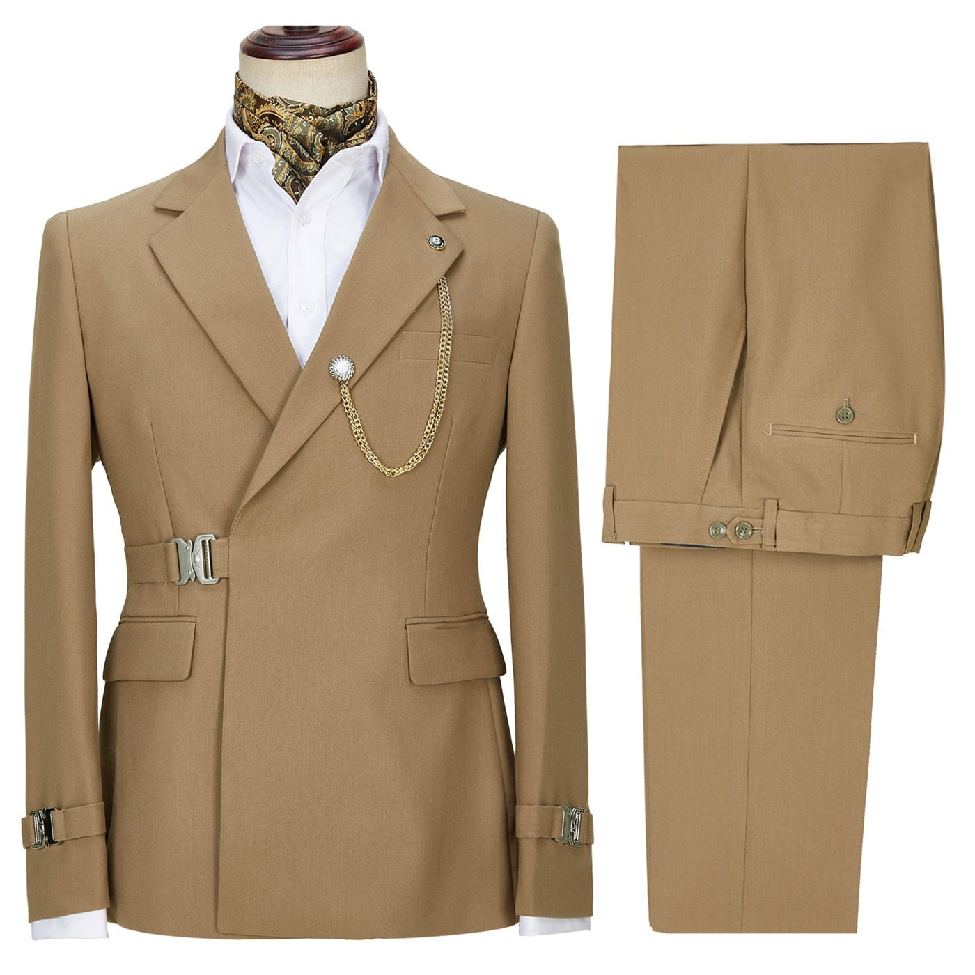 Men's 2 Piece Suit with Metal Clasp Slim Fit Suit Stylish Tuxedo Suit ...