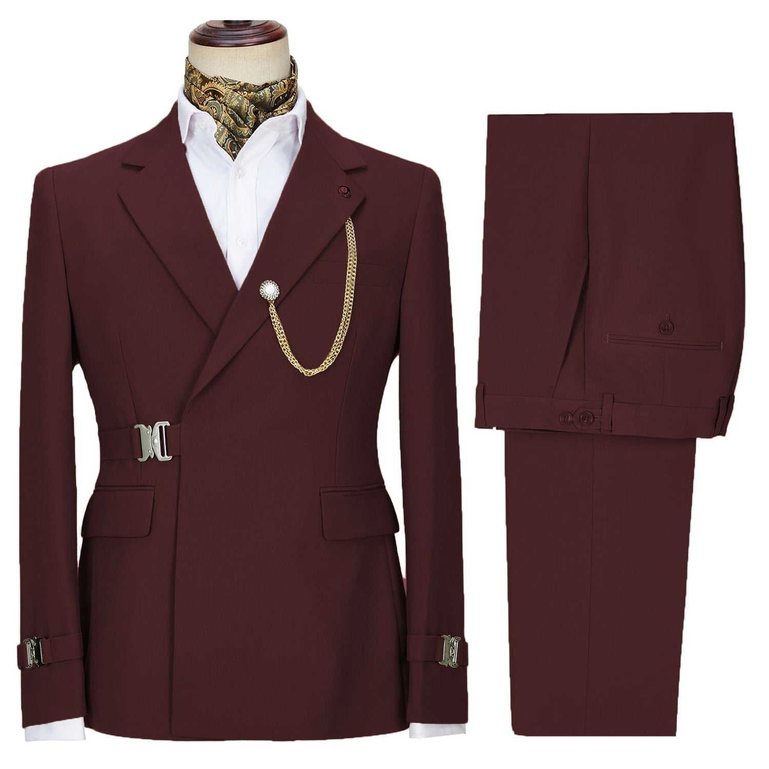 Men's 2 Piece Suit with Metal Clasp Slim Fit Suit Stylish Tuxedo Suit ...