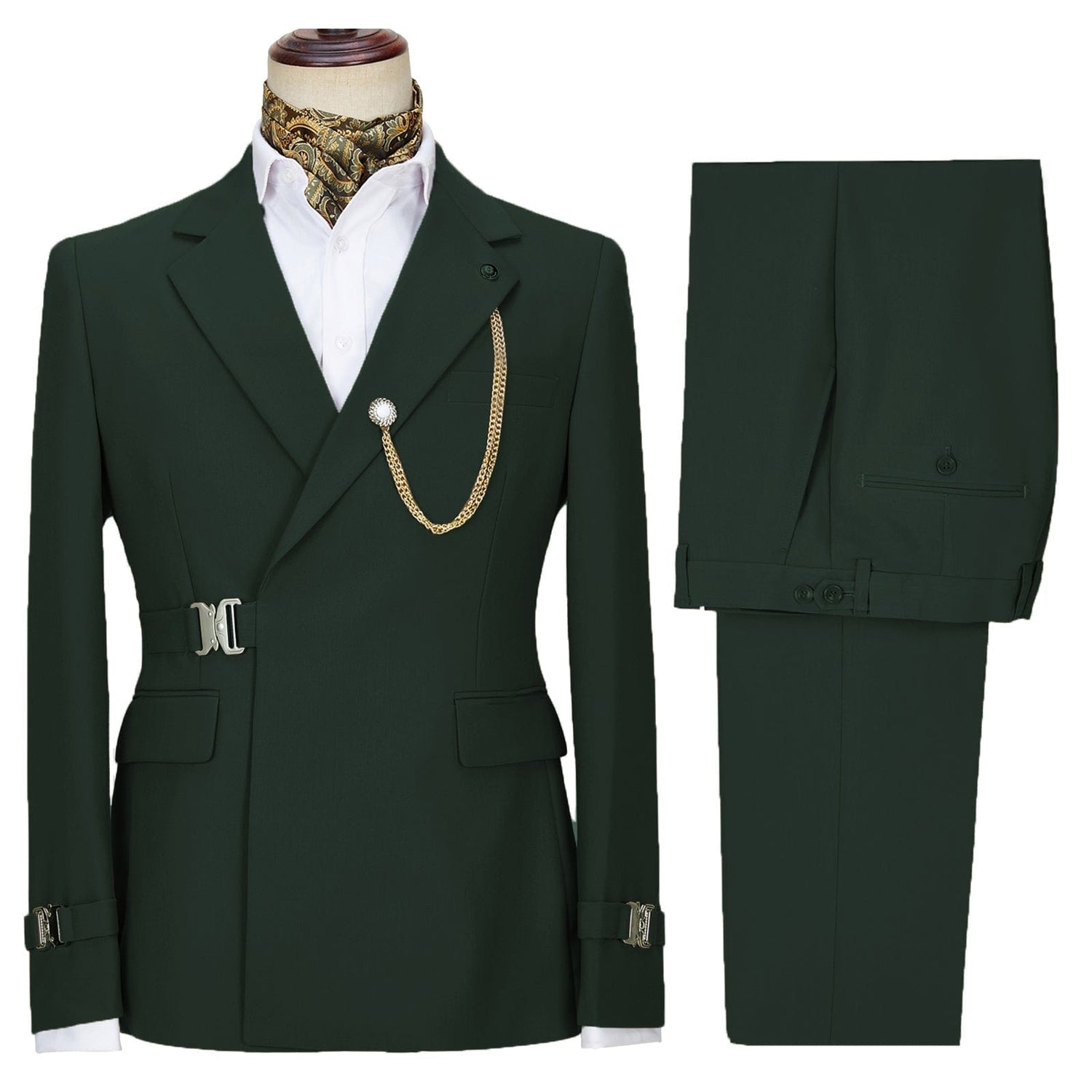 Men's 2 Piece Suit with Metal Clasp Slim Fit Suit Stylish Tuxedo Suit ...