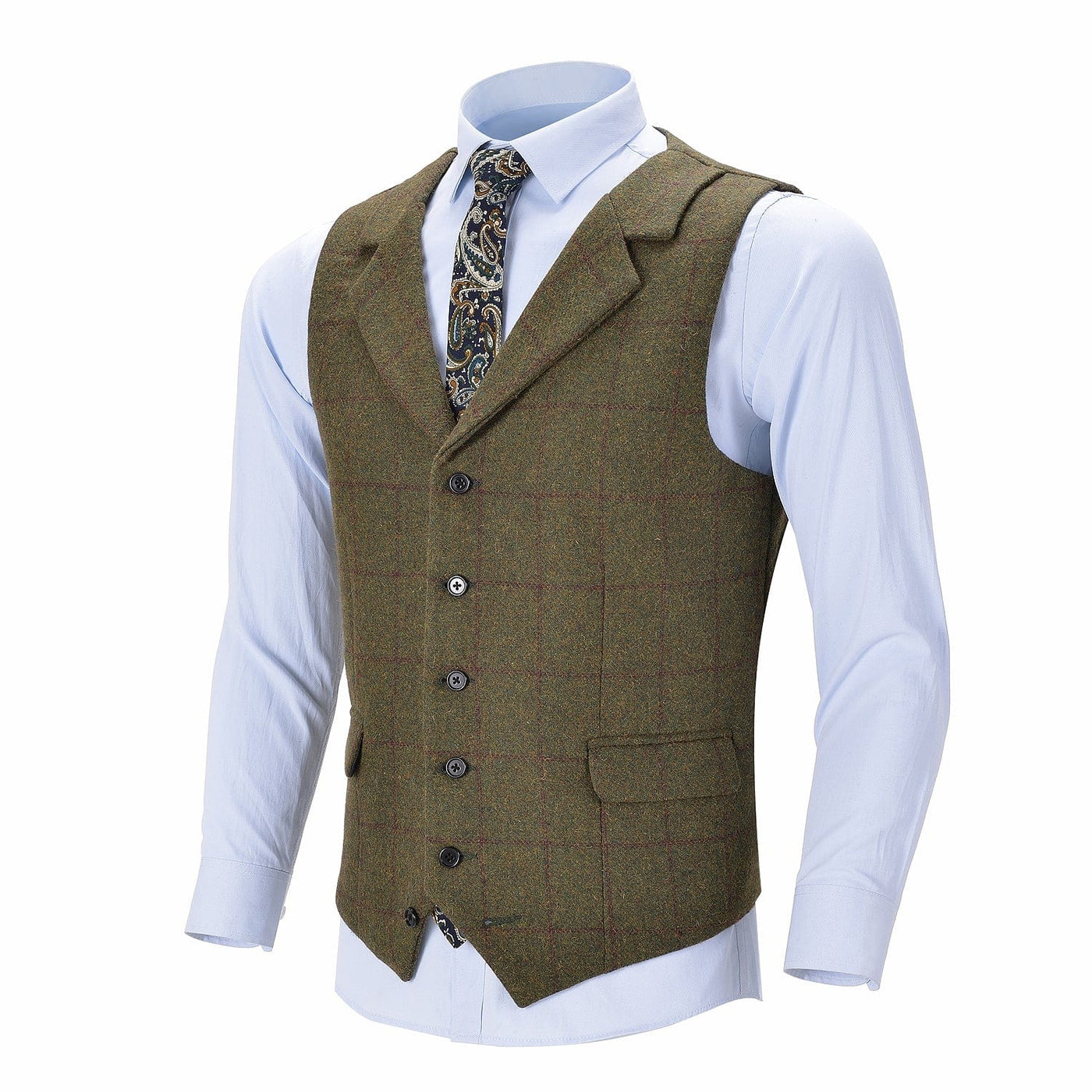 Ceehuteey Men's Formal Notch Lapel Suit Vest Tweed Waistcoat