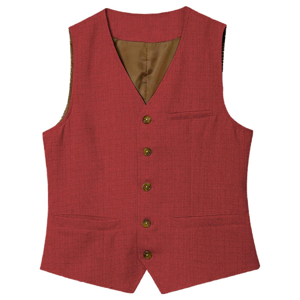 Ceehuteey Men's Linen V Neck Vest Summer Waistcoat