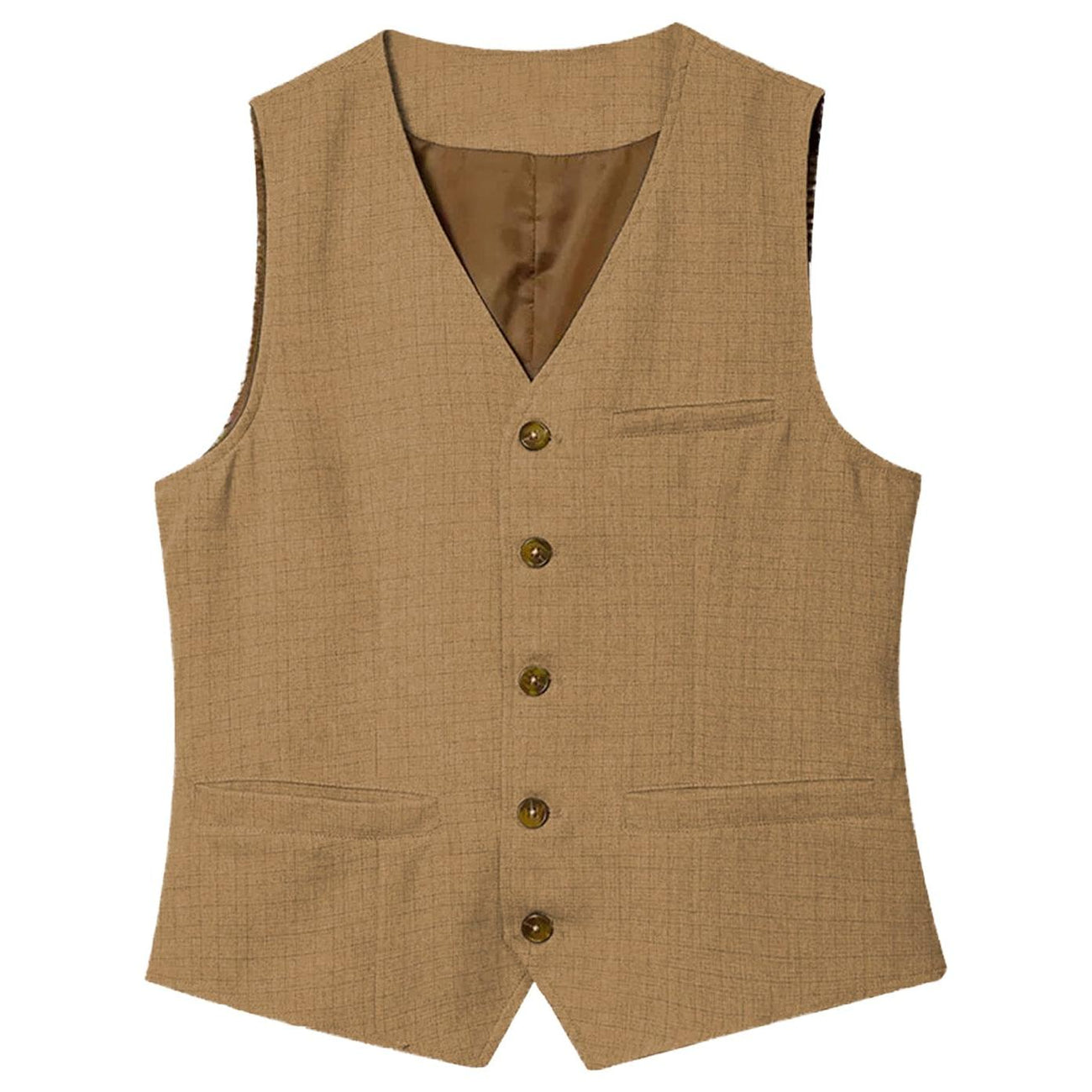 Ceehuteey Men's Linen V Neck Vest Summer Waistcoat