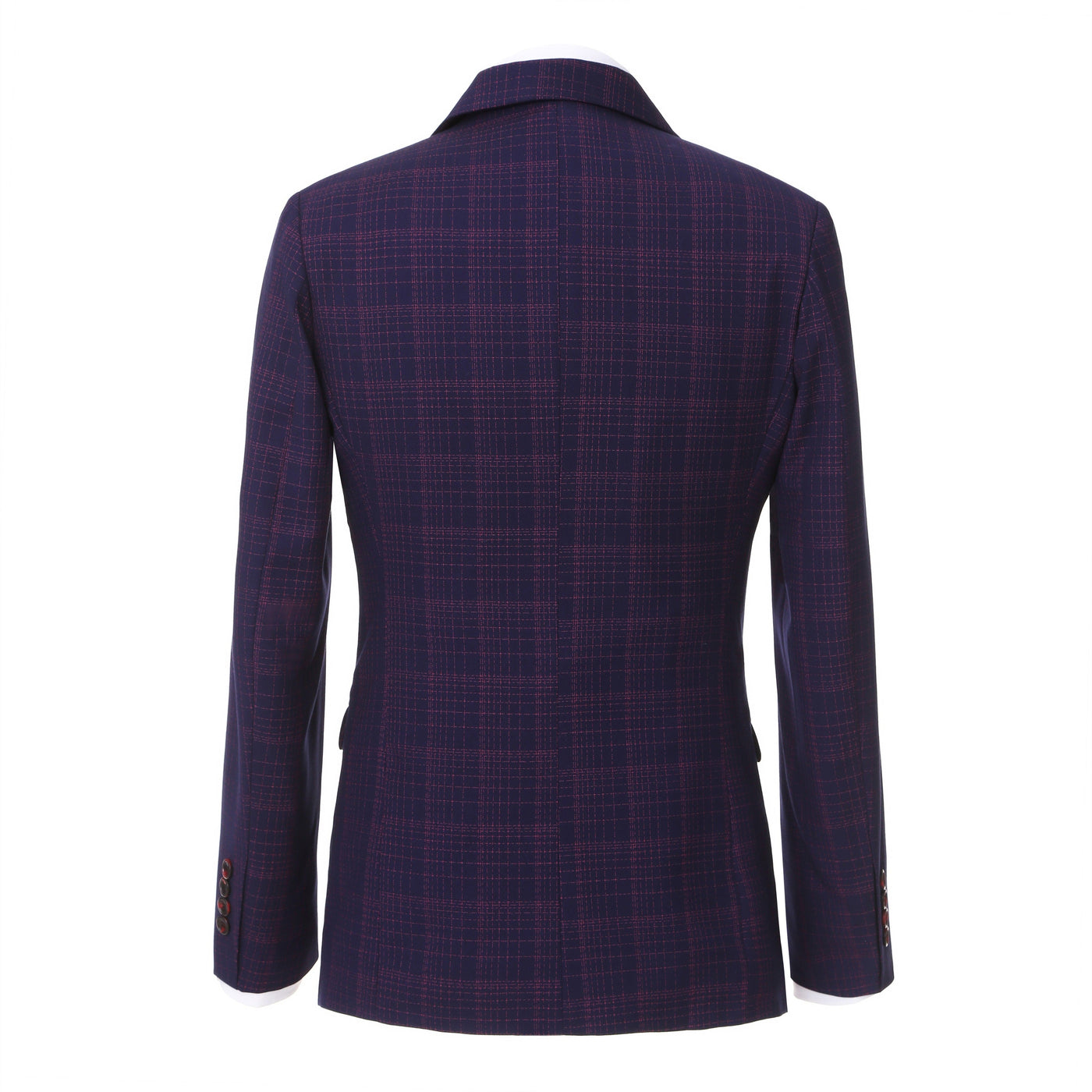 Ceehuteey Men's Plaid Business 3 Pieces Tweed Peak lapel Suit