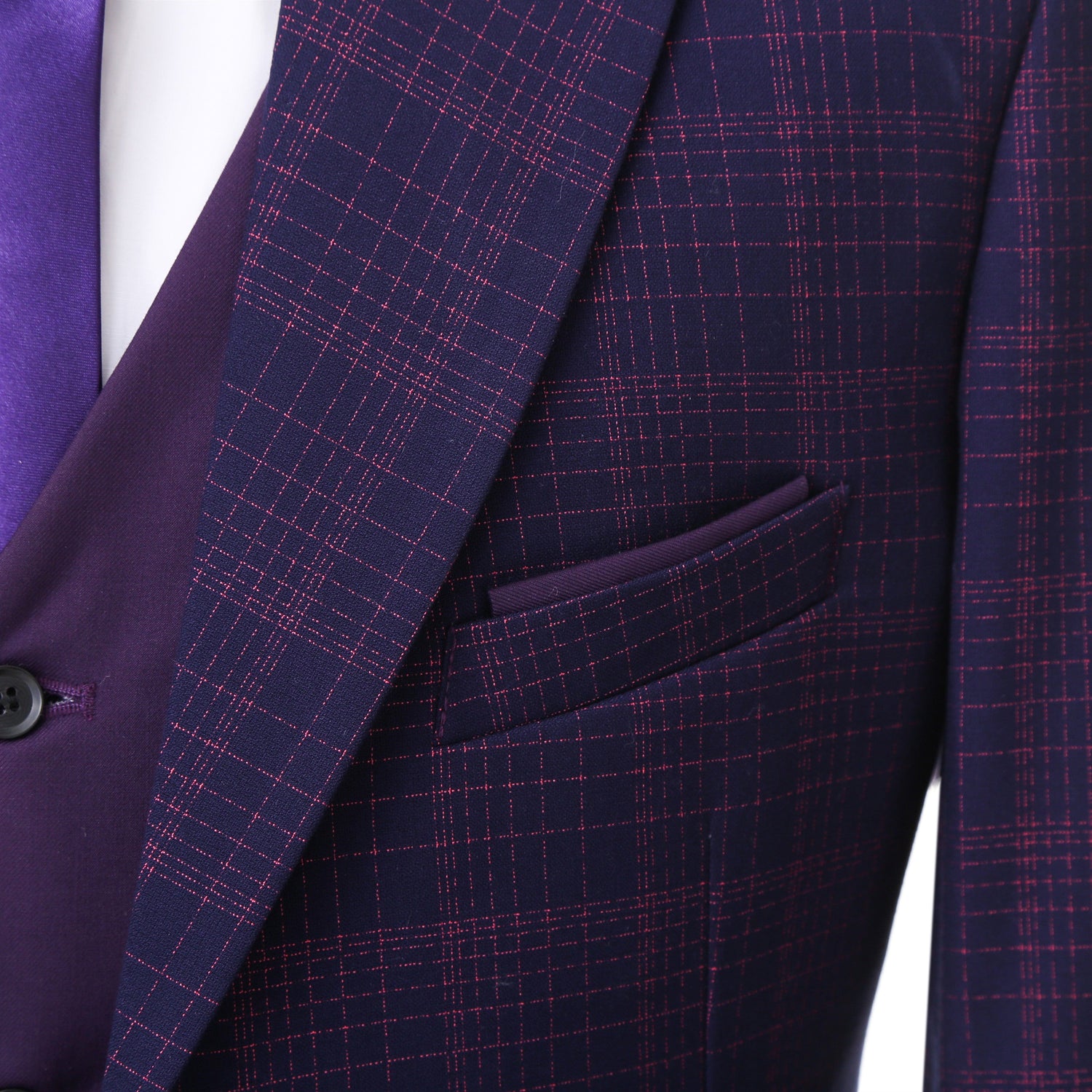 Ceehuteey Men's Plaid Business 3 Pieces Tweed Peak lapel Suit