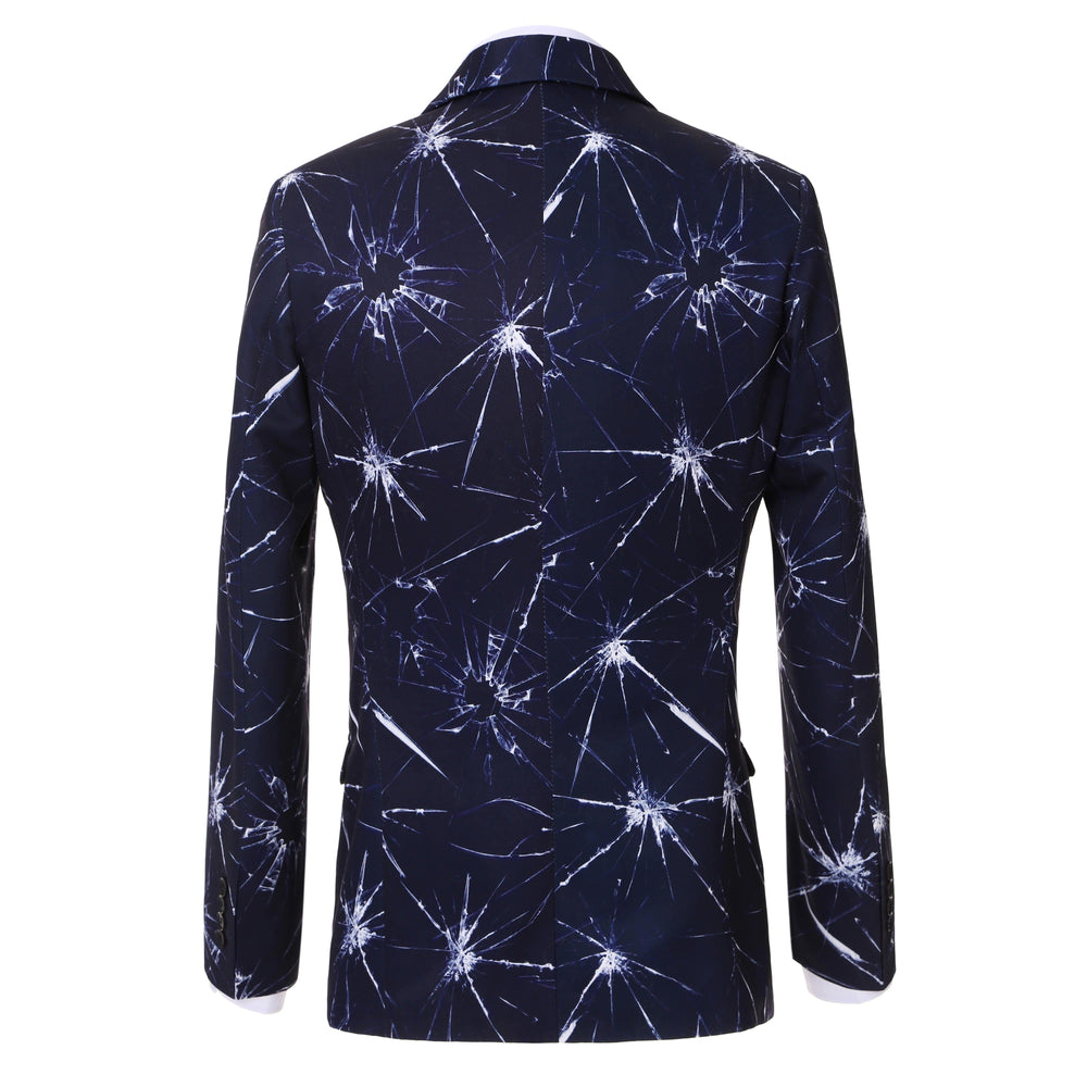 Ceehuteey Men's Suit With Cracked Ice Pattern Notch Lapel 2 Piece Fash